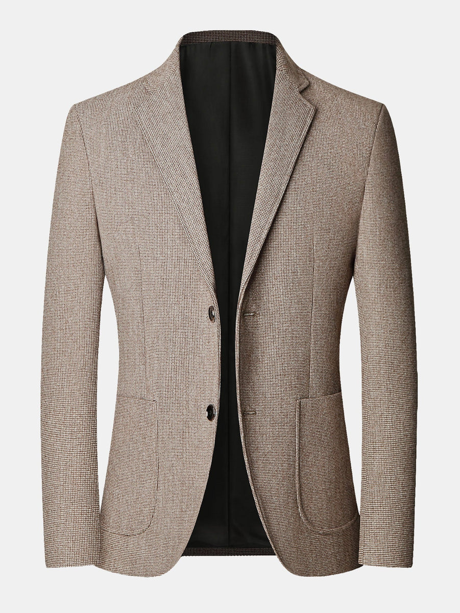 Wool Look Fine Check Blazer-CRERI